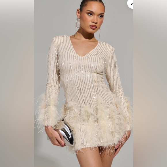 AKIRA | Dresses | Akira Cream Sequin Dress | Poshmark